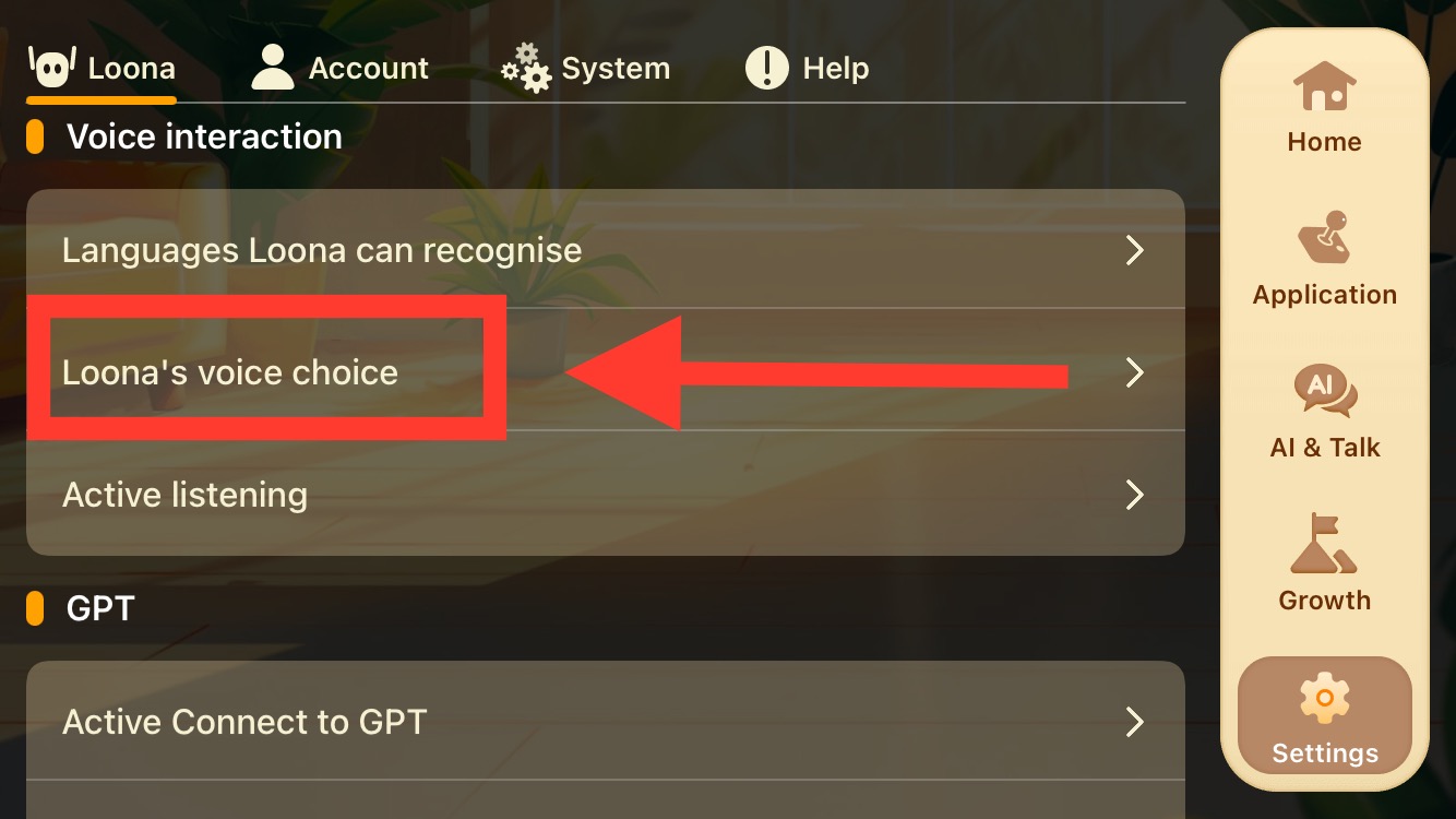 Changing Loona’s Voice in the Hello Loona app | Robots Around The House